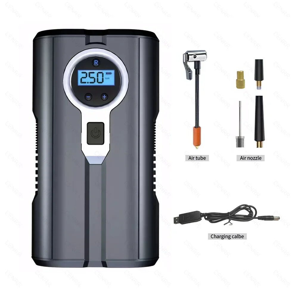 Автомобильный электрический насос для накачивания шин, беспроводной воздушный насос, портативный воздушный инжектор, цифровой воздушный компрессор для автомобильных шин, мотоцикла, велосипеда, мяч, лодка, Powered