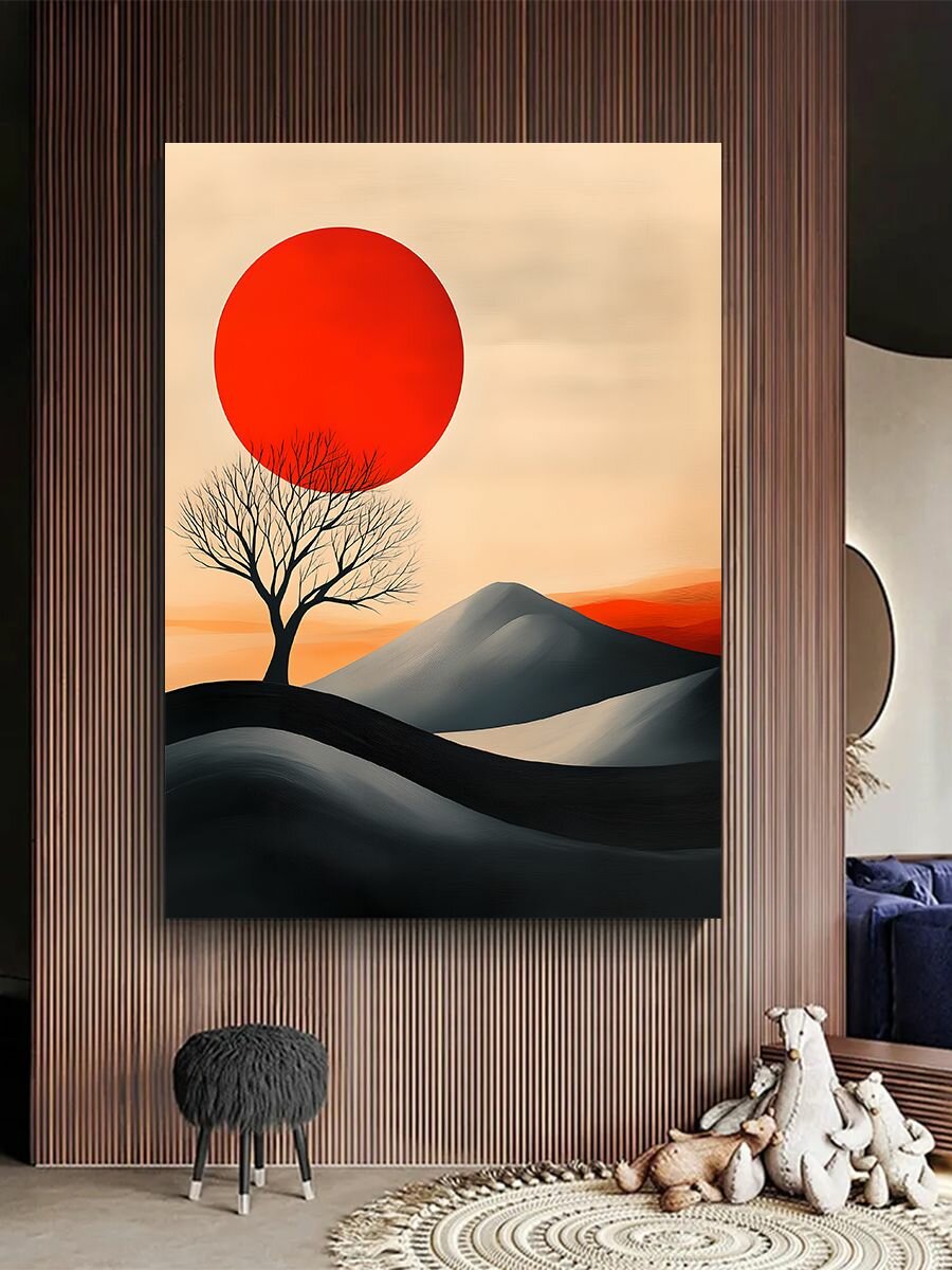 Картина интерьерная - "Восходящее солнце / Япония" , 40х60 см.