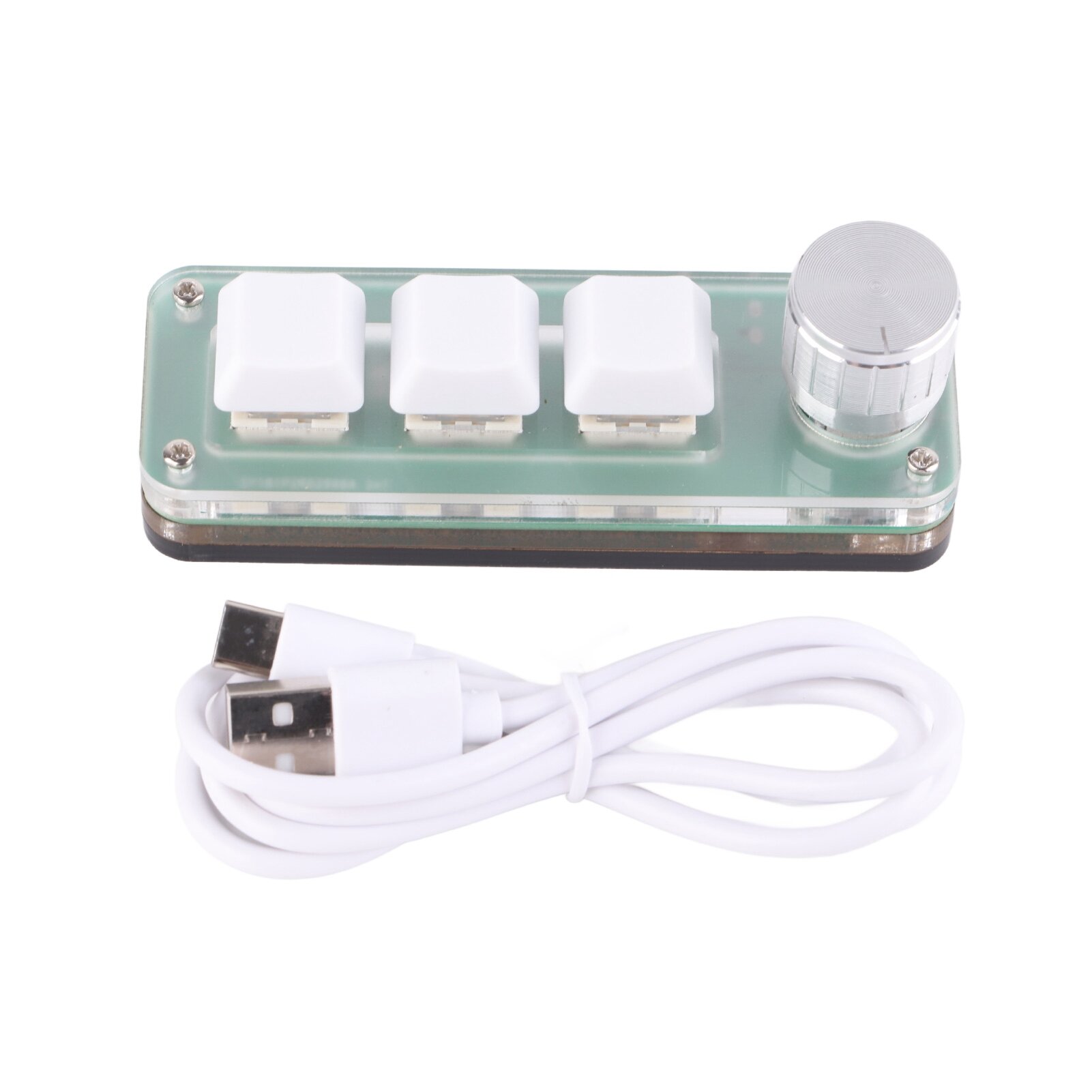 Клавиатура, 3 клавиши, USB, RGB подсветка, с механической ручкой, программируемая, съемный кабель, для OSU, игр и офиса.