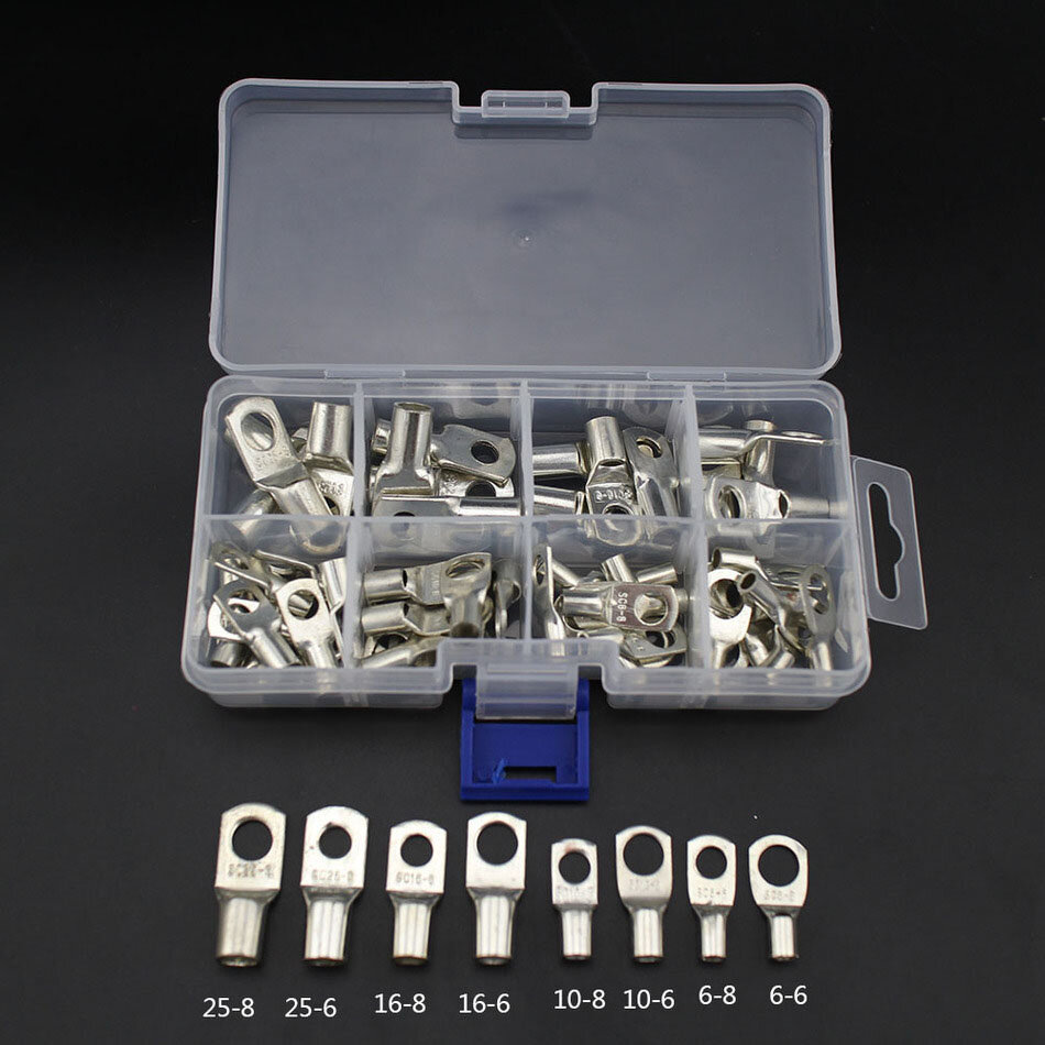 Отверстие для болта Луженая медь Кабельные наконечники Набор клемм Соединитель клемм проводов