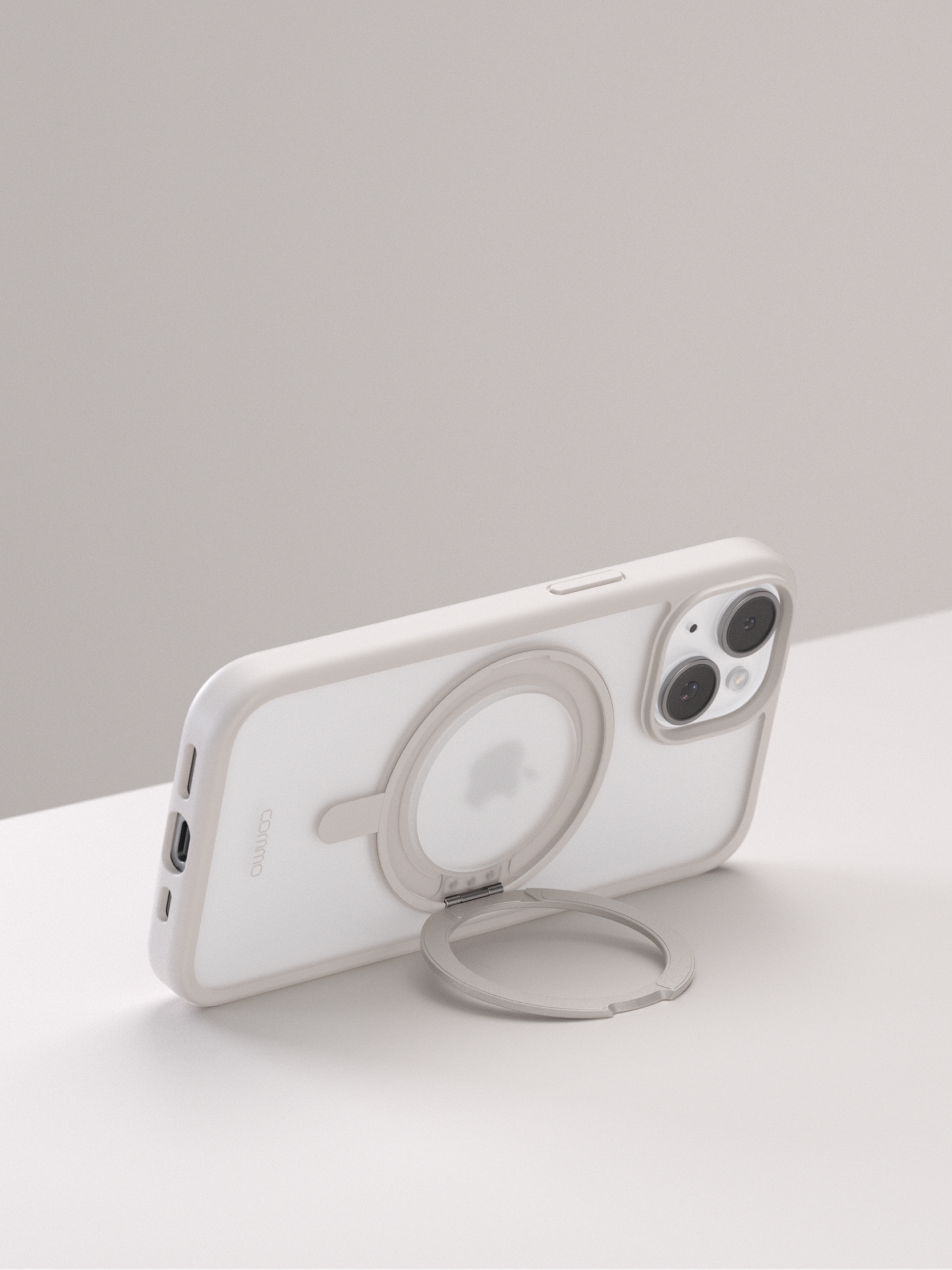 Чехол COMMO Hoop для Apple iPhone 15, с держателем-кольцом, Льняной — фото 1