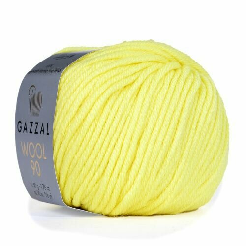 Пряжа Gazzal Wool 90 цвет 3665 жёлтый (50г/90м, упаковка 5 мотков)