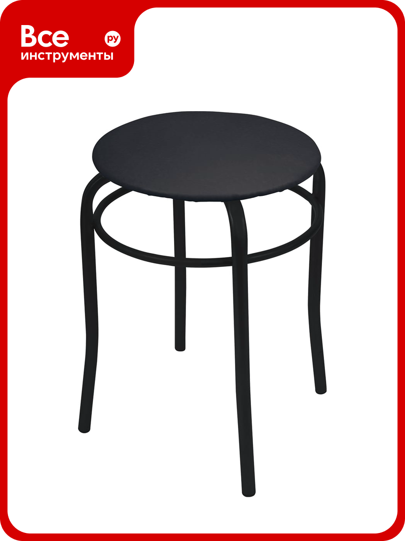 Табурет Nika ТПР2/Ч черный/матовый черный, пластик, с мягким сиденьем из экокожи