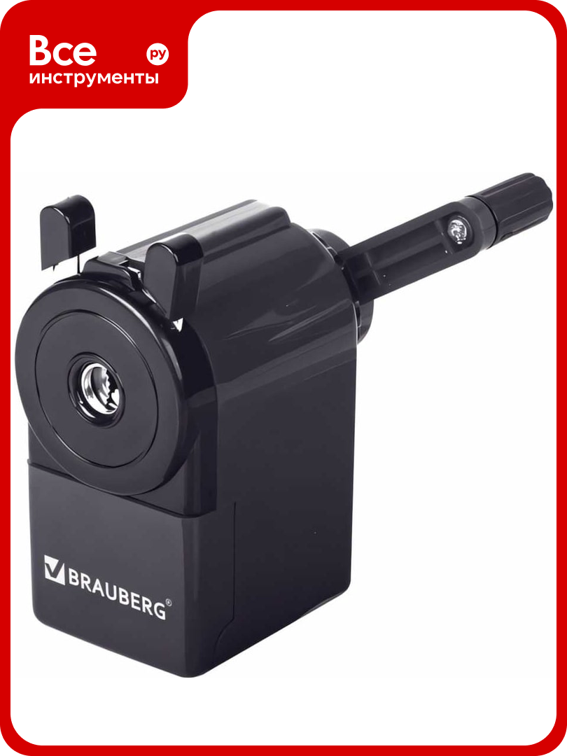 Механическая точилка BRAUBERG JET металлический механизм, черный корпус 229566