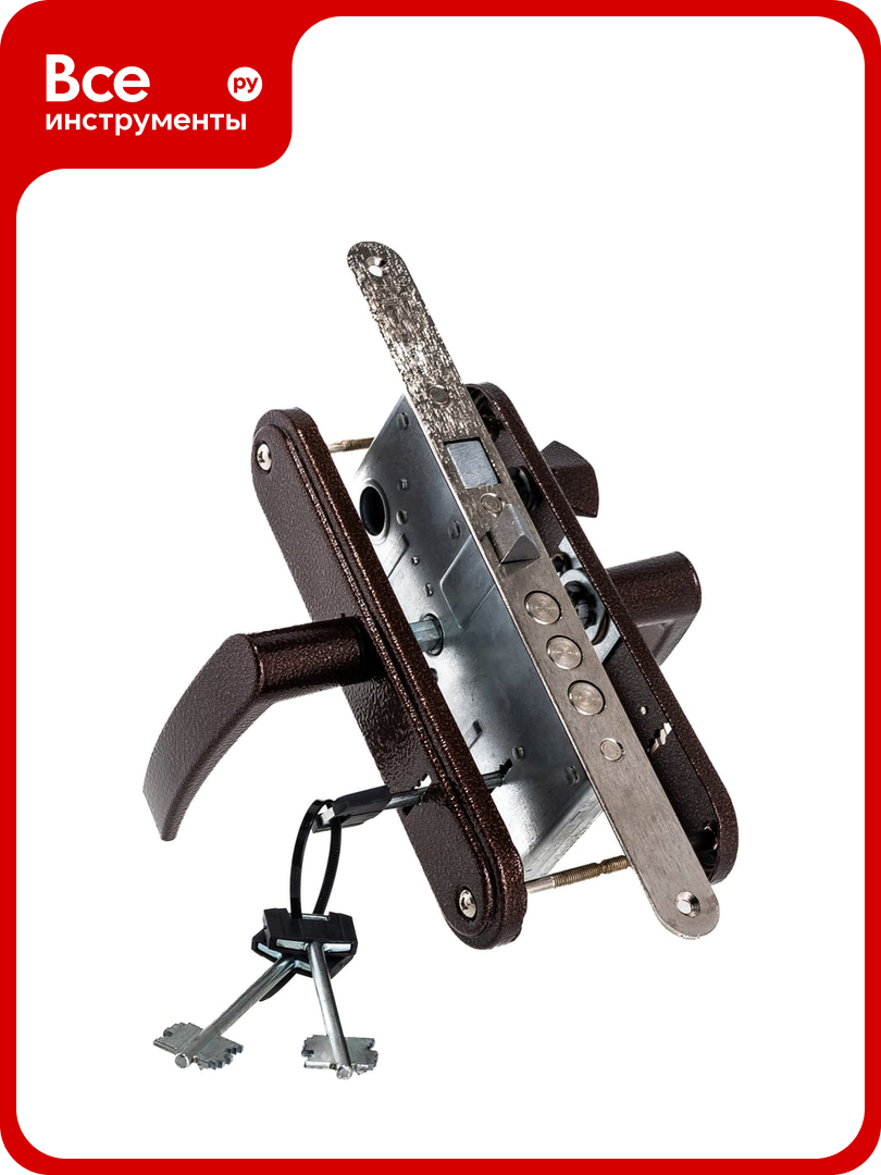 Врезной замок BORDER 88011-ЗВ9-8.3/13 Л 16286, с защелкой, с ручкой в комплекте, с вертушкой, профессиональный