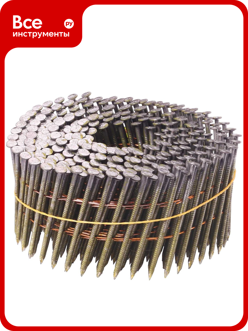 Барабанный гвоздь Пневмопарк 2,5х70 мм, ершённый 1200 шт МР-651896, Угол наклона гвоздя
