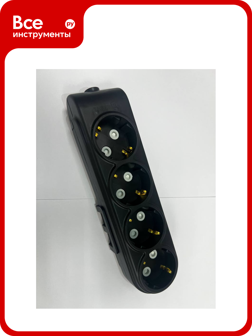 Колодка нового поколения MAKEL 4 гнезда С защитой от детей С/З C монтажным аппаратом черный N4210100, 4-м