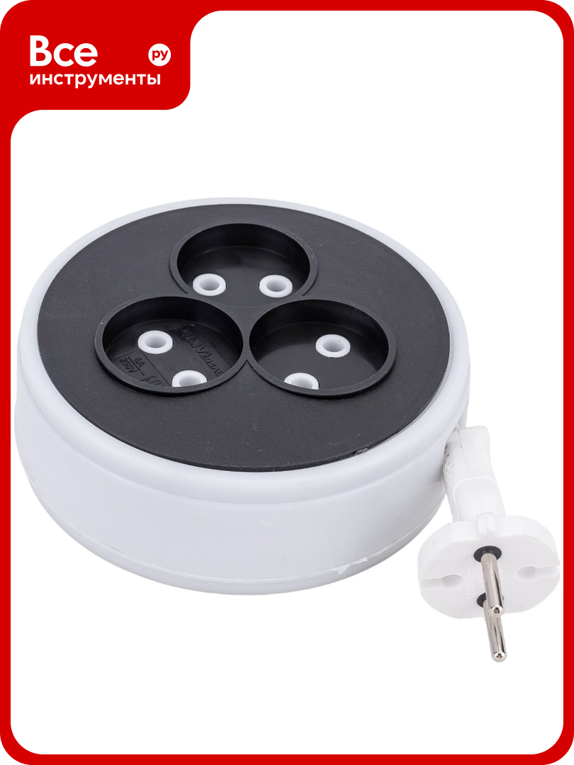 Бытовой удлинитель UNIVersal У6-004 рулетка ШВВП 2*0,75 3гн. 5м 9634578, 5 м