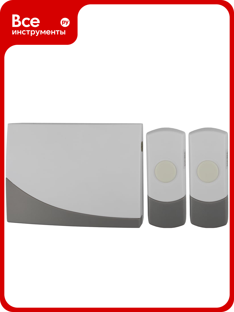 Беспроводной звонок ЭРА C91-2, две кнопки, новая упаковка Б0018998, серый, двумя кнопками