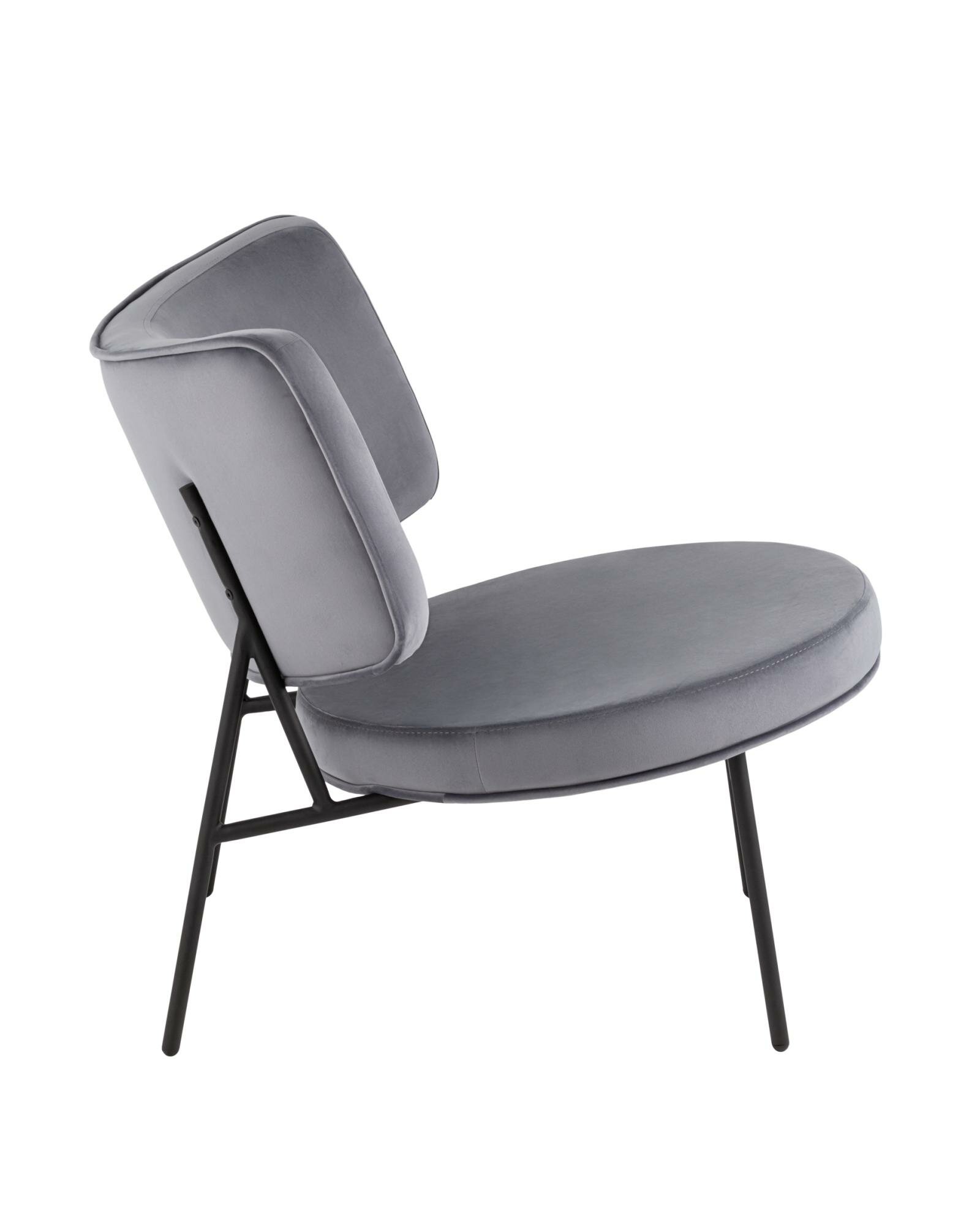 Кресло District Lounge STOOL GROUP серый, велюр, металл, дерево, мягкое сиденье, без подлокотников