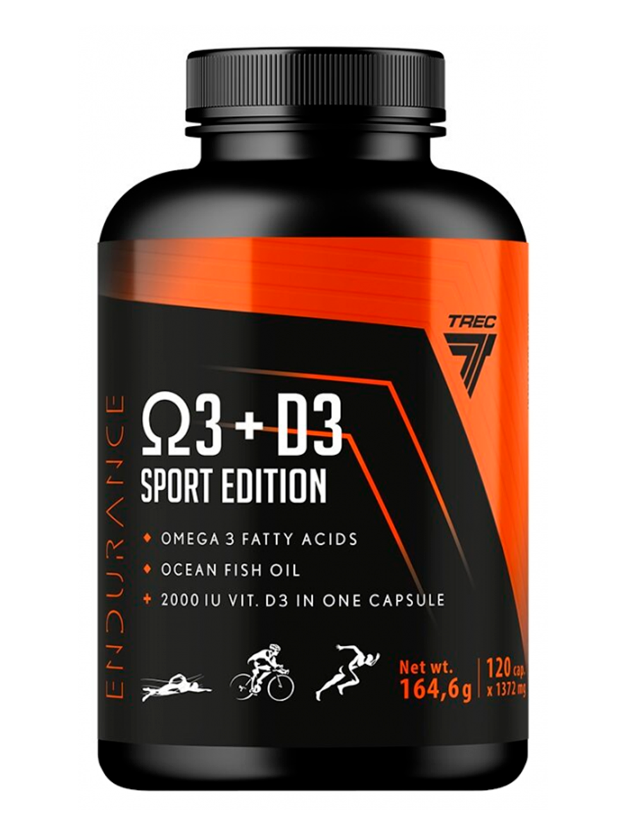 Рыбий жир Trec Nutrition Omega-3+D3 Sport Edition, 120 капсул