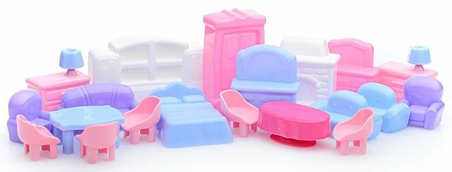 Мебель для кукол №5, игровой набор пластиковой мебели для кукольного домика, комплект для сюжетно-ролевой игры, 21 элемент в пакете