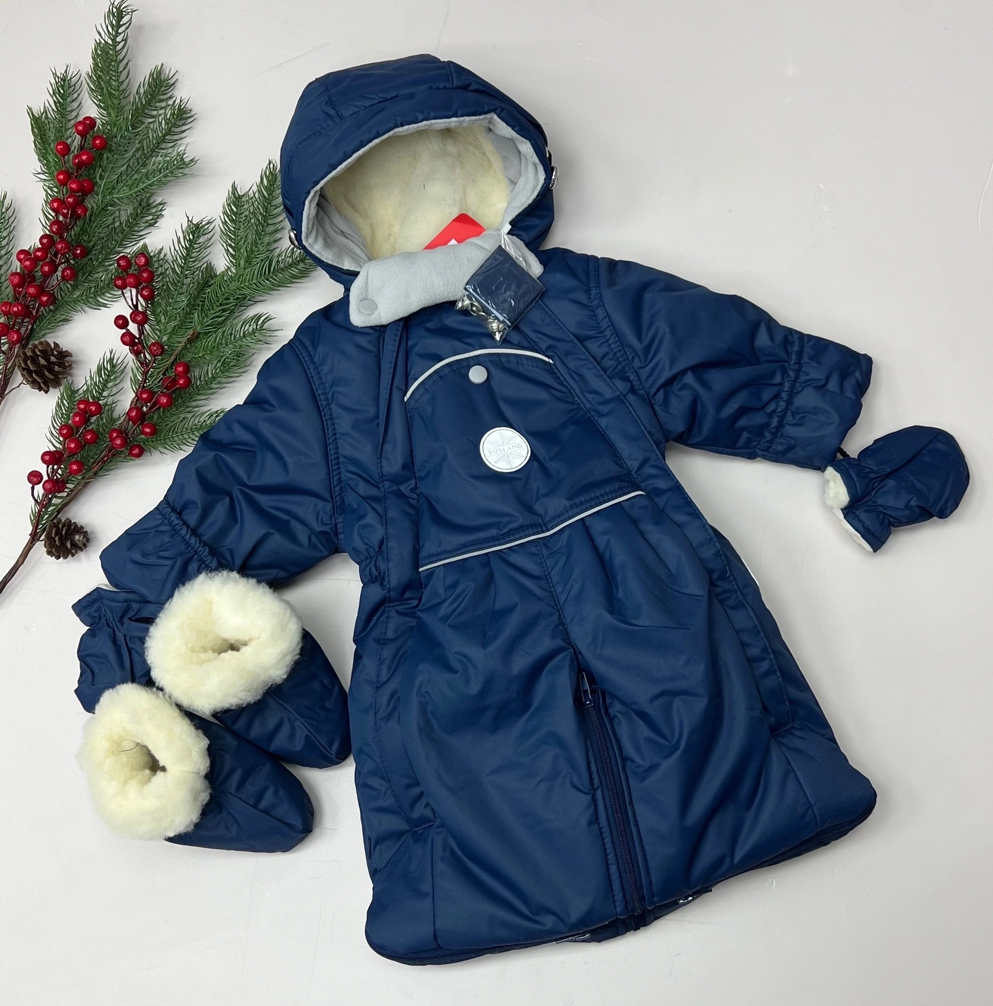 Конверт для новорожденных на выписку комбинезон трансформер в роддом на прогулку в коляску зимний синий