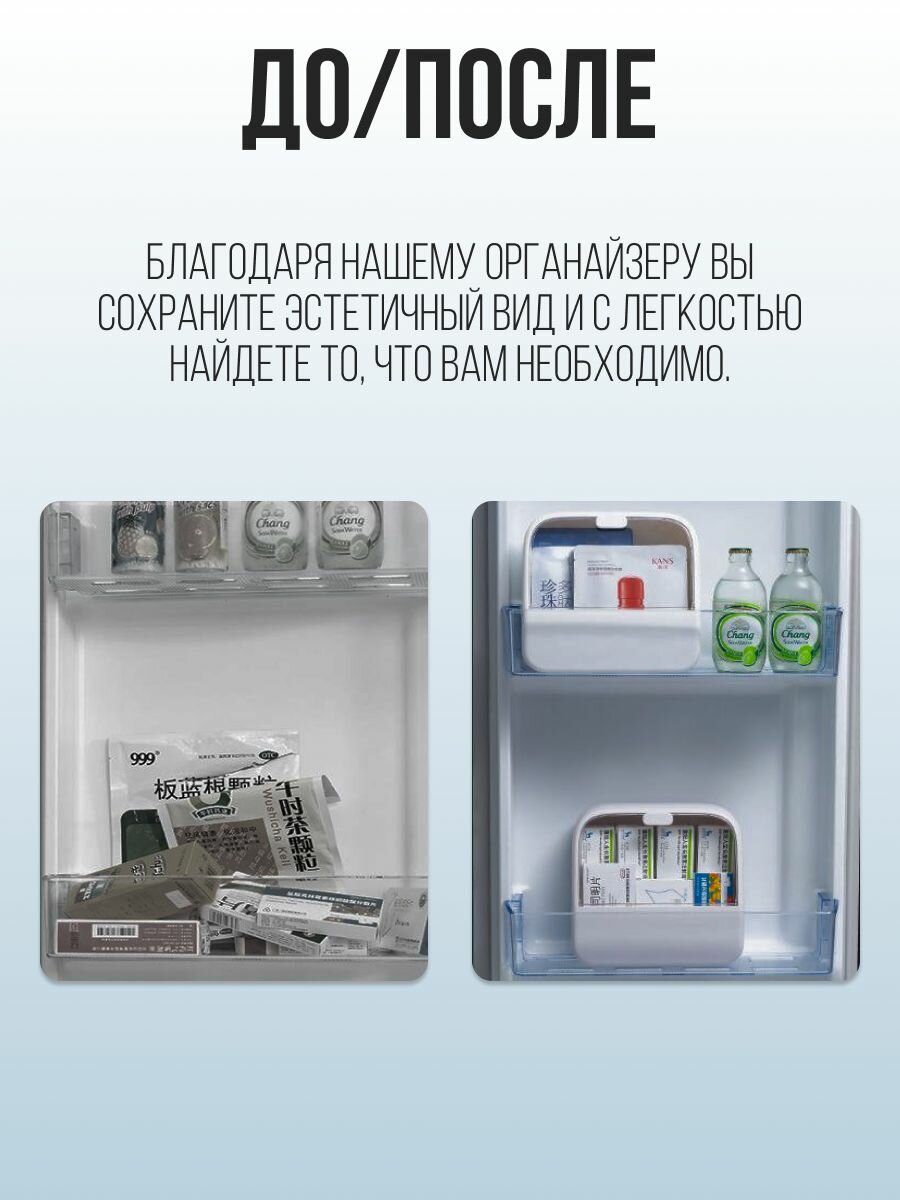 Органайзер для холодильника, прямоугольный, прозрачный, для лекарств, 21.5x21.5 см