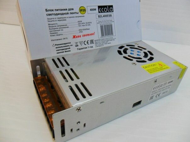 Блок питания Ecola Power Supply 12V 400W, 33А, с регулировкой, универсальный