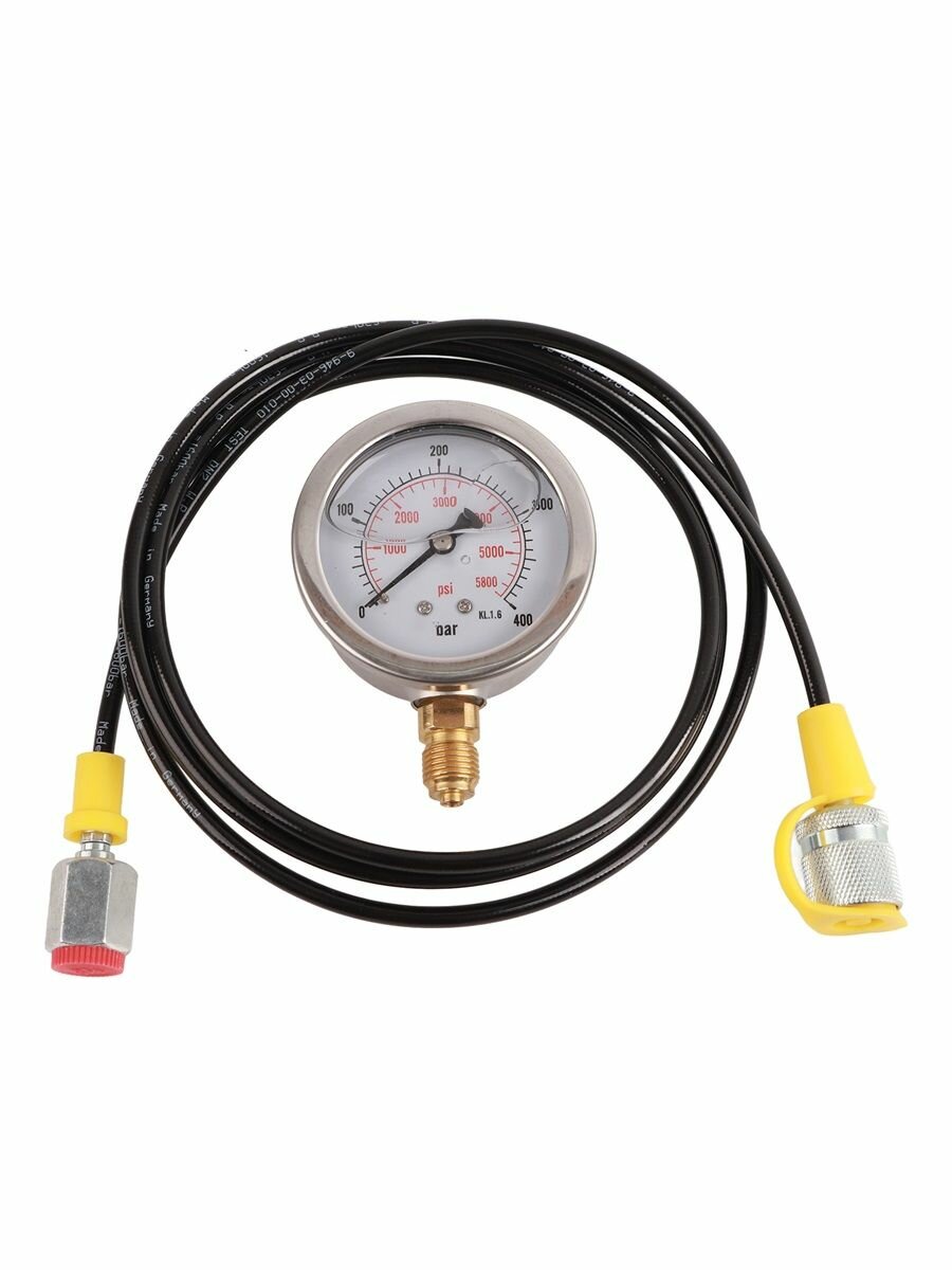 M16 BSP1/4 Гидравлический шланг, контрольная точка, 1,5 м, 0-400 бар, 6000 фунтов на квадратный дюйм, манометр, комплект для испытаний на высокое давление