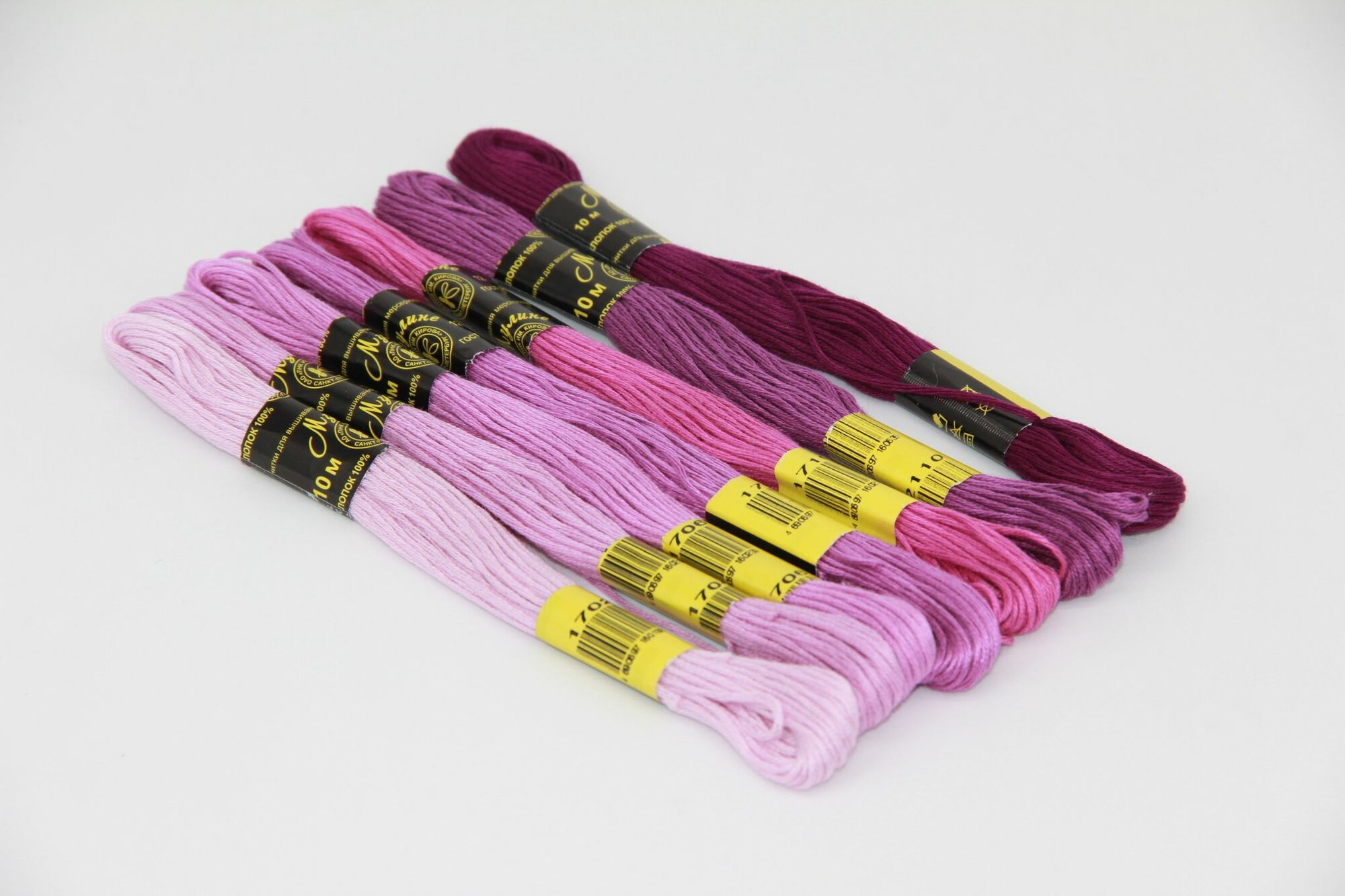 Нитки вышивальные Мулине 10м Набор 7шт "Цветик-семицветик" (№9 сиреневый)