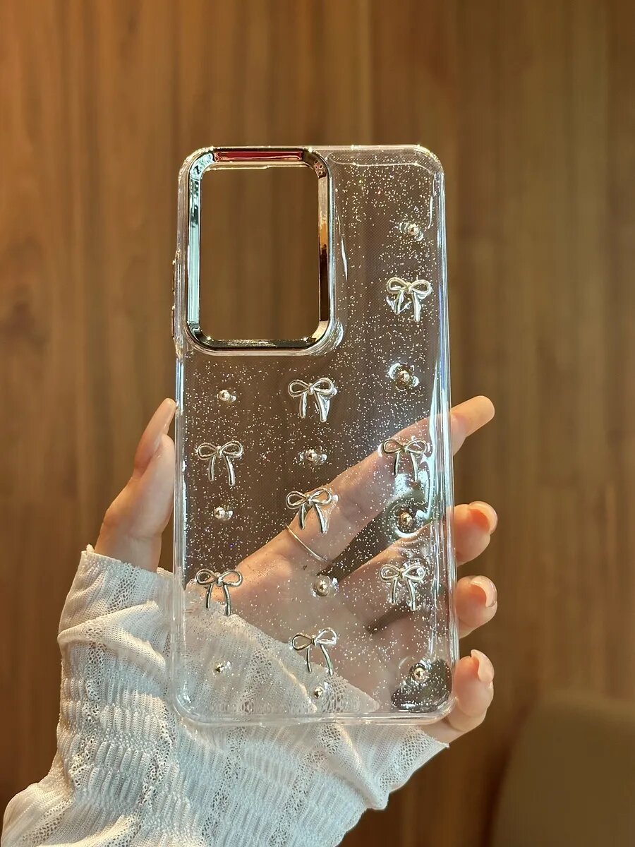 Чехол О'кейси, для Xiaomi Redmi 13C и Poco C65, принт, защита камеры, прозрачный, серебристый