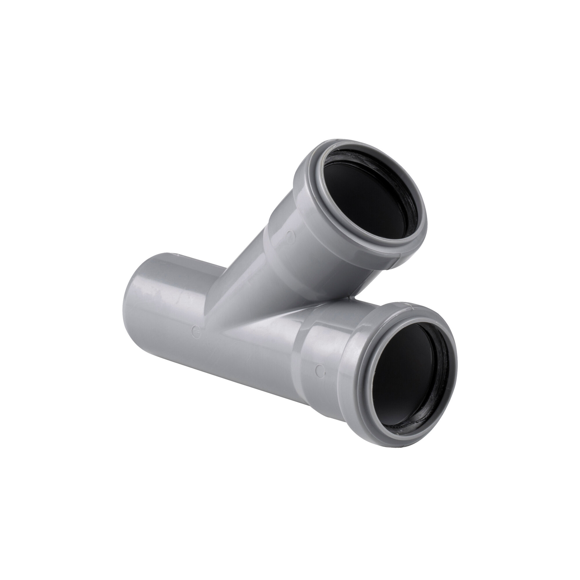 Тройник 50 мм, 45°, для внутренней канализации, серый, ПОЛИТЭК | 205045