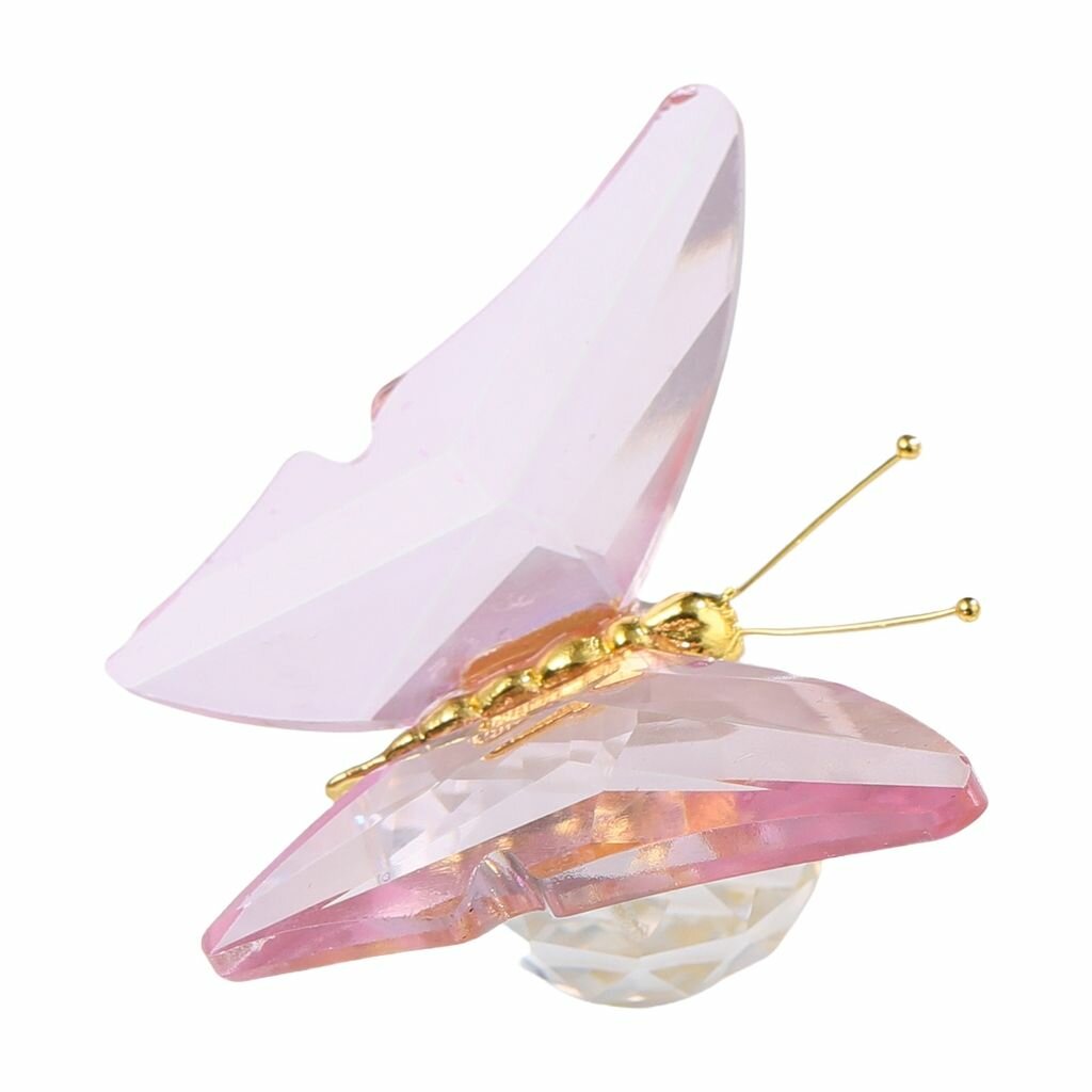 Статуэтка (1шт) с хрустальной бабочкой ручной работы-розовый