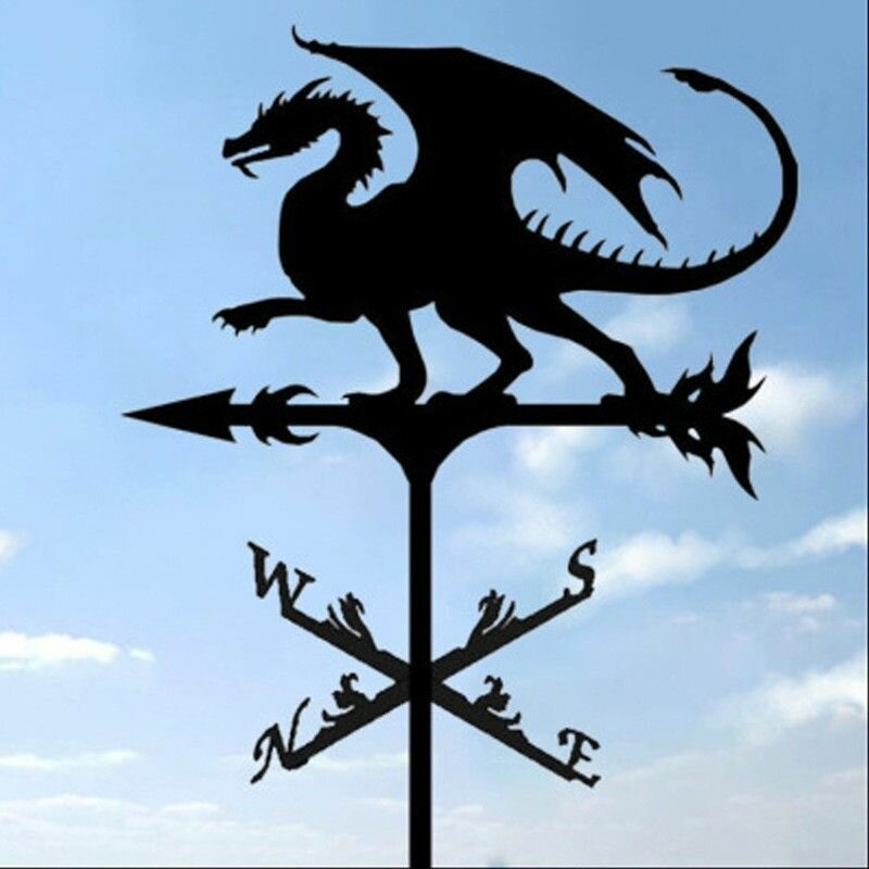 Флюгер - это динозавр. Флюгер на крыше. Индикатор ветра. Металлический индикатор ветра