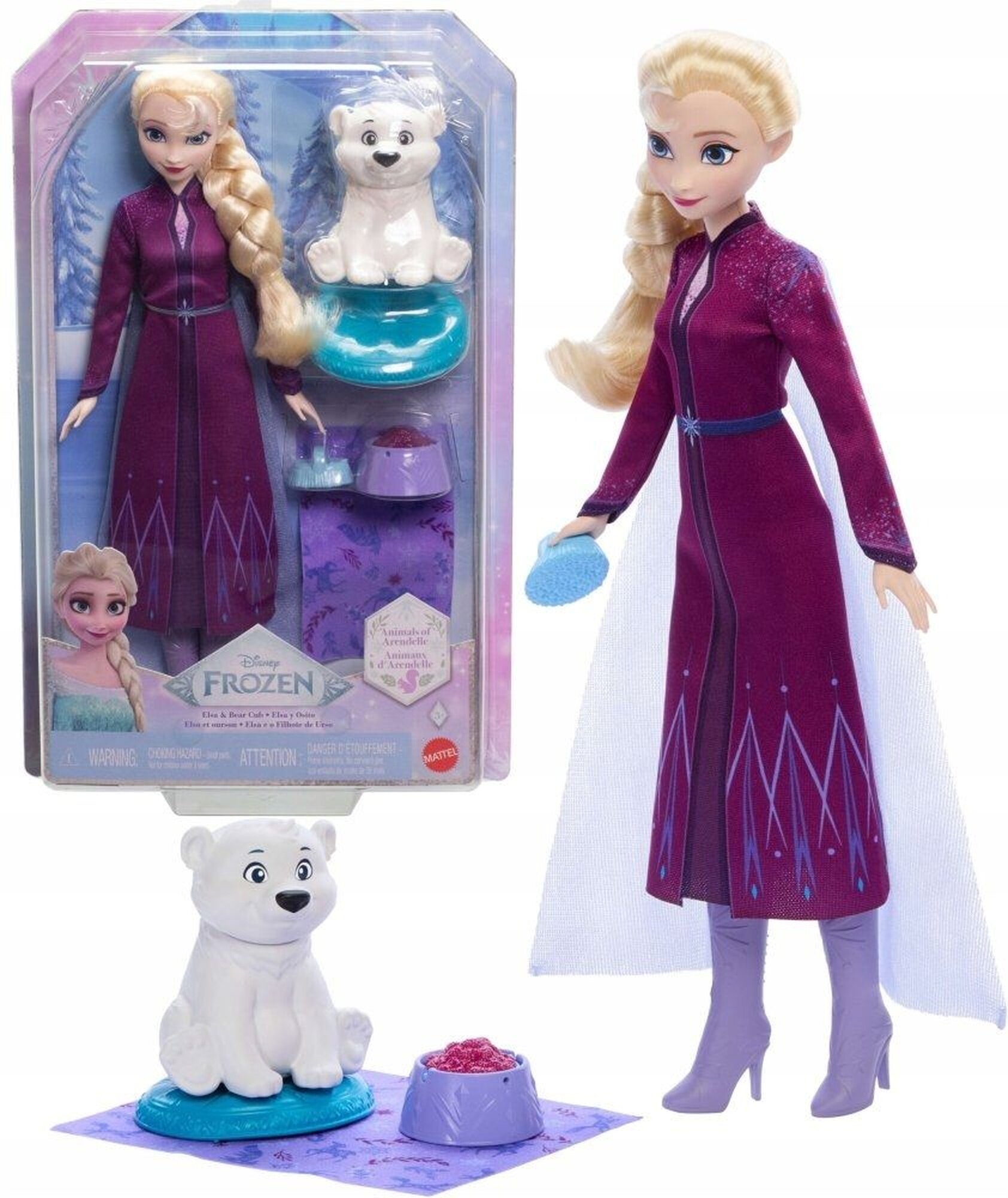 Кукла Mattel Disney Princess - Кукла Принцесса Эльза Frozen с медведем и аксессуарами - Дисней Принцессы JFG16