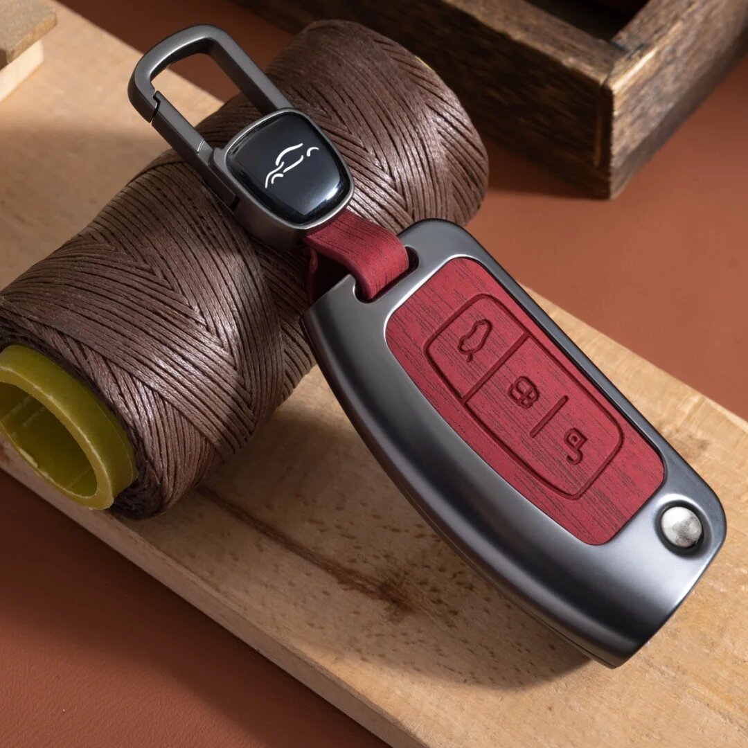 Для Ford Focus 2 MK2 Fiesta Mondeo Galaxy Falcon Territory Ecosport автомобильная металлическая складная сумка для ключей чехол брелок протектор B Style Red