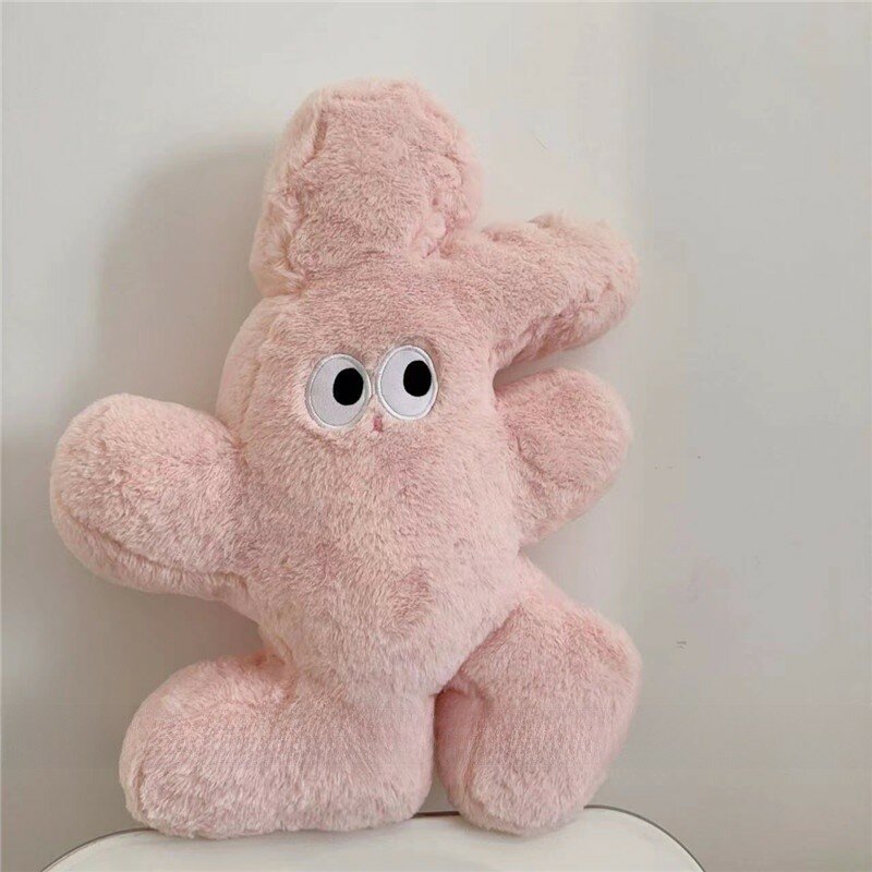 Мягкая подушка с вышитым кроликом в стиле мультфильма из плюша для дома офиса и дивана комфорт розовая