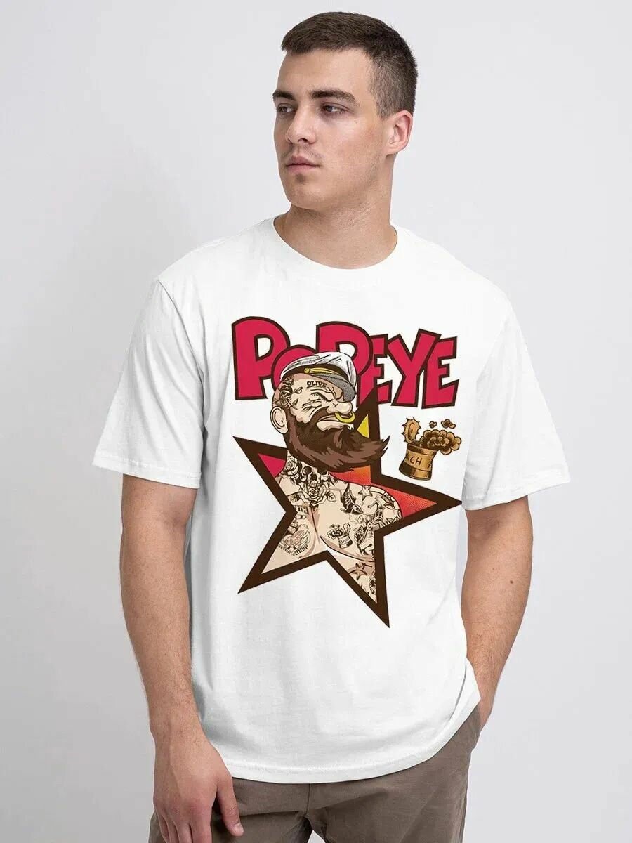 Футболка Рок Попай с тату / Popeye / Мужская