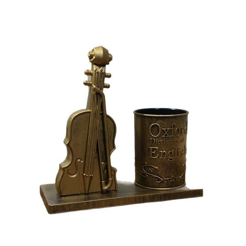 Винтажная подставка для ручек в виде скрипки с ретро-музыкой, классический дизайн инструмента, держатель для ручек, настольный органайзер для украшения офисного стола и кабинета, аксессуар для хранения в стиле резины
