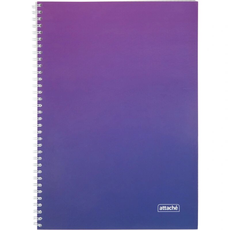 Бизнес-тетрадь А4 96л Attache Градиент Фиолет клетка, 65г, греб, УФ-лак
