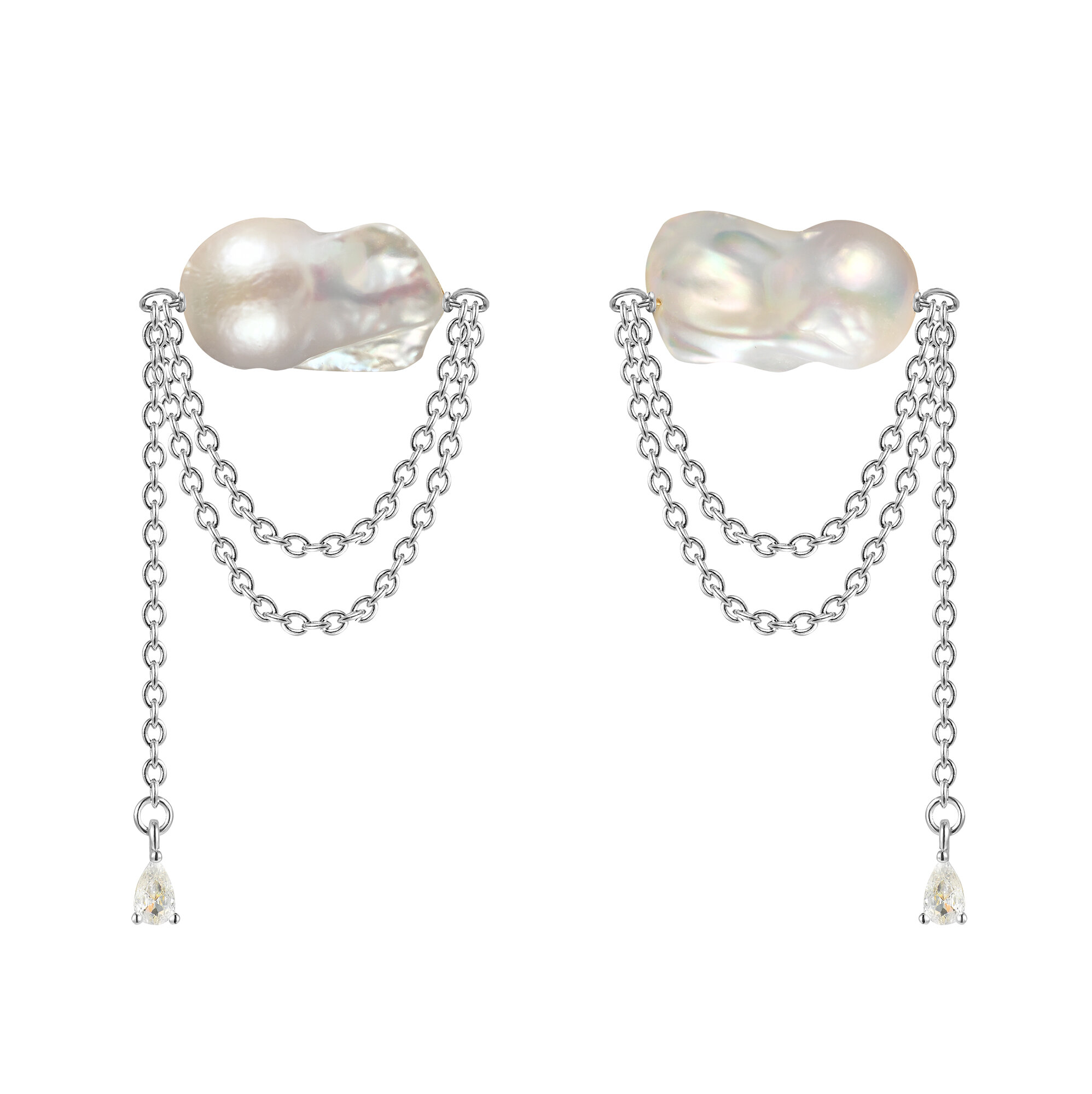 Серьги пусеты, жемчуг пресноводный культивированный