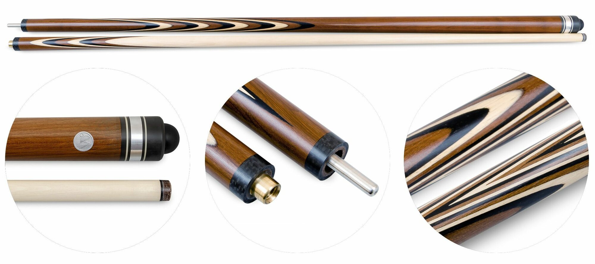 Weekend Кий / пирамида 2-pc "Классика" (термограб, коричневый, черный, белый) 13 запилов