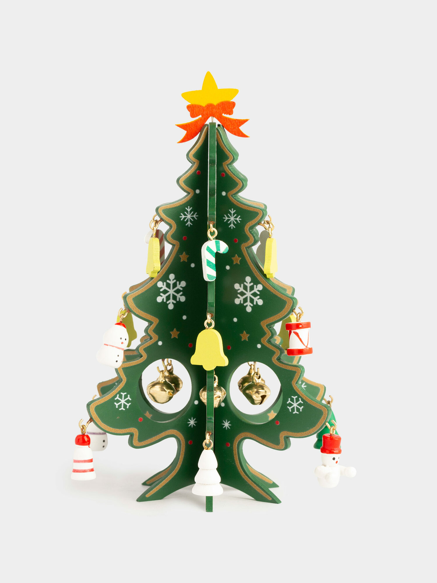 Статуэтка, 18 см, с подвесками, МДФ, зеленая, Ель с игрушками, Christmas style