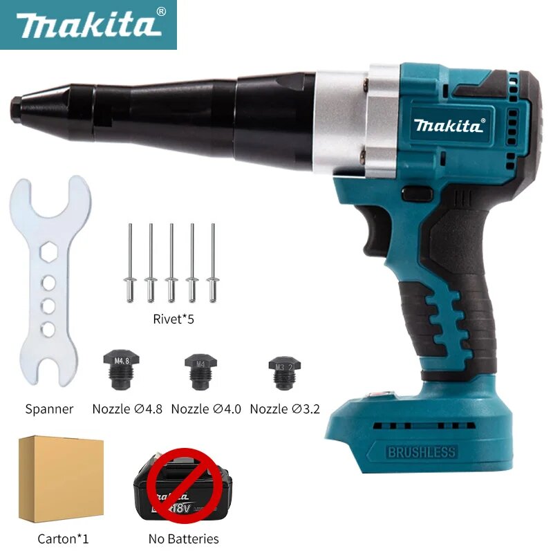 Makita бесщеточный заклепочный пистолет 2,4-5 мм