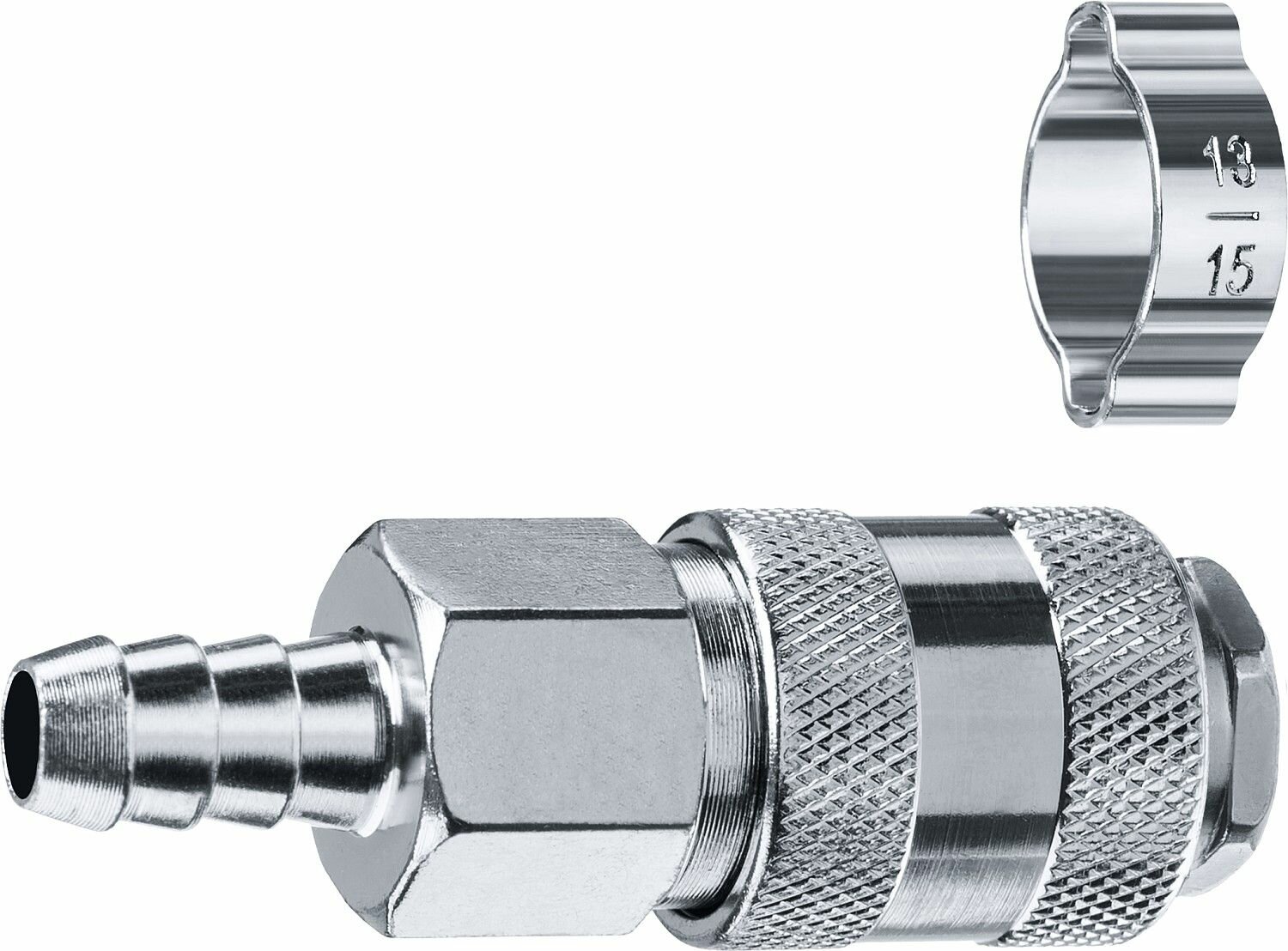 Штуцер елочка ЗУБР, 10 мм, рапид муфта, переходник с обжимным хомутом 64917-10