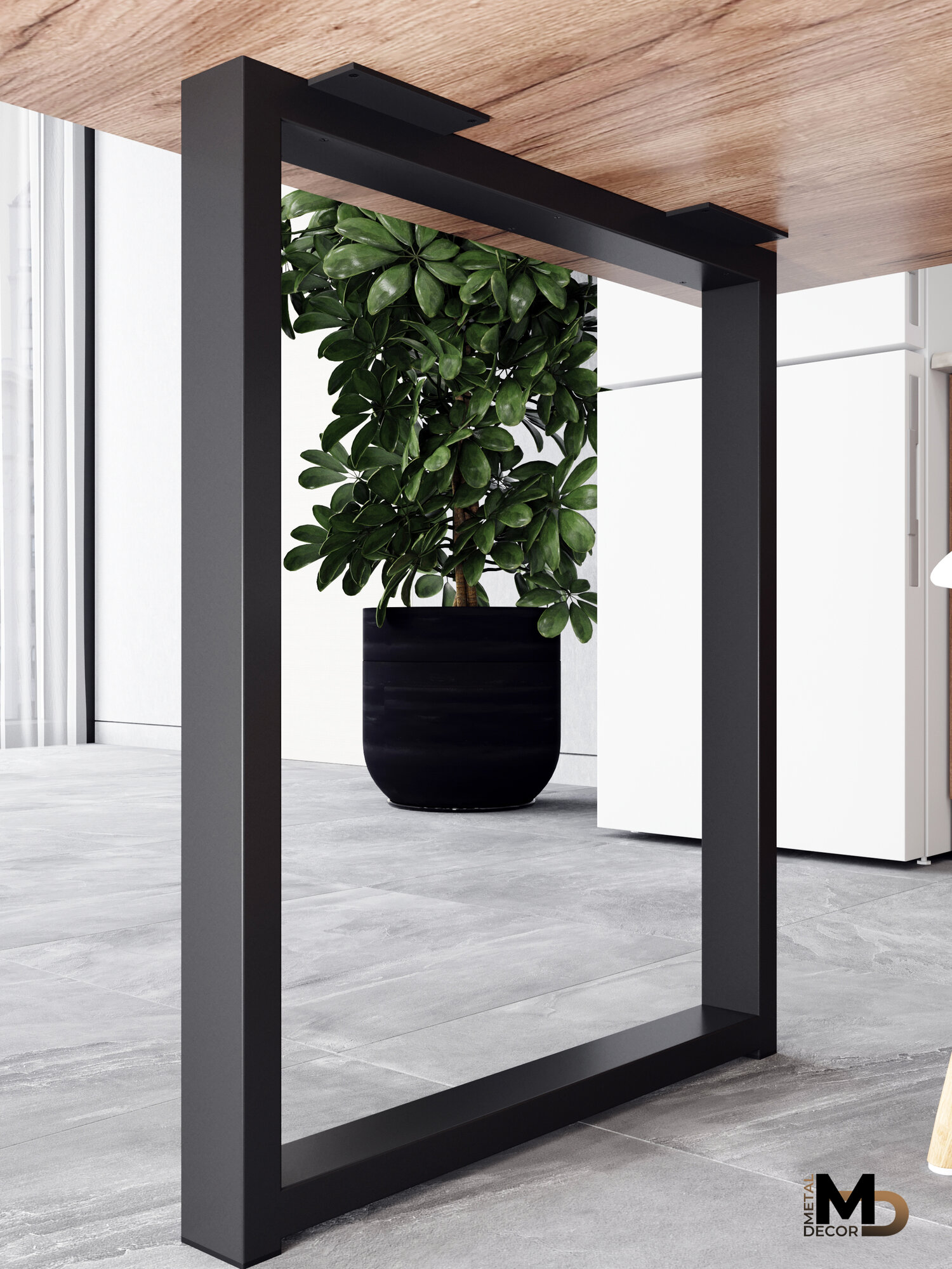 Подстолье (2 штуки) для мощного стола в стиле LOFT черное металлическое 71х50 см (профиль 60х30 мм)