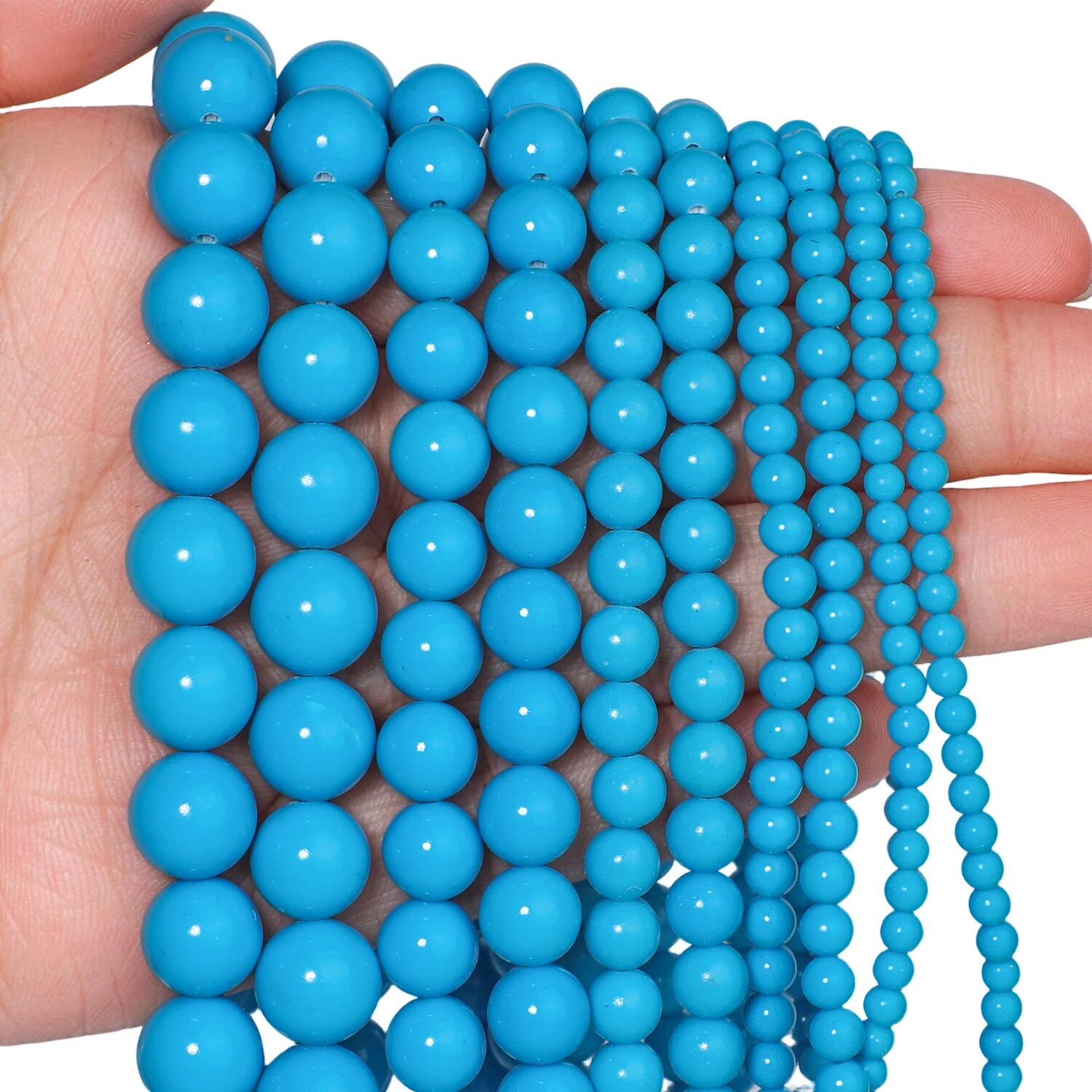 ГМB724 Говлит бусины голубые 3/4/6/8/10 мм 10mm about 30-35pcs, Blue2