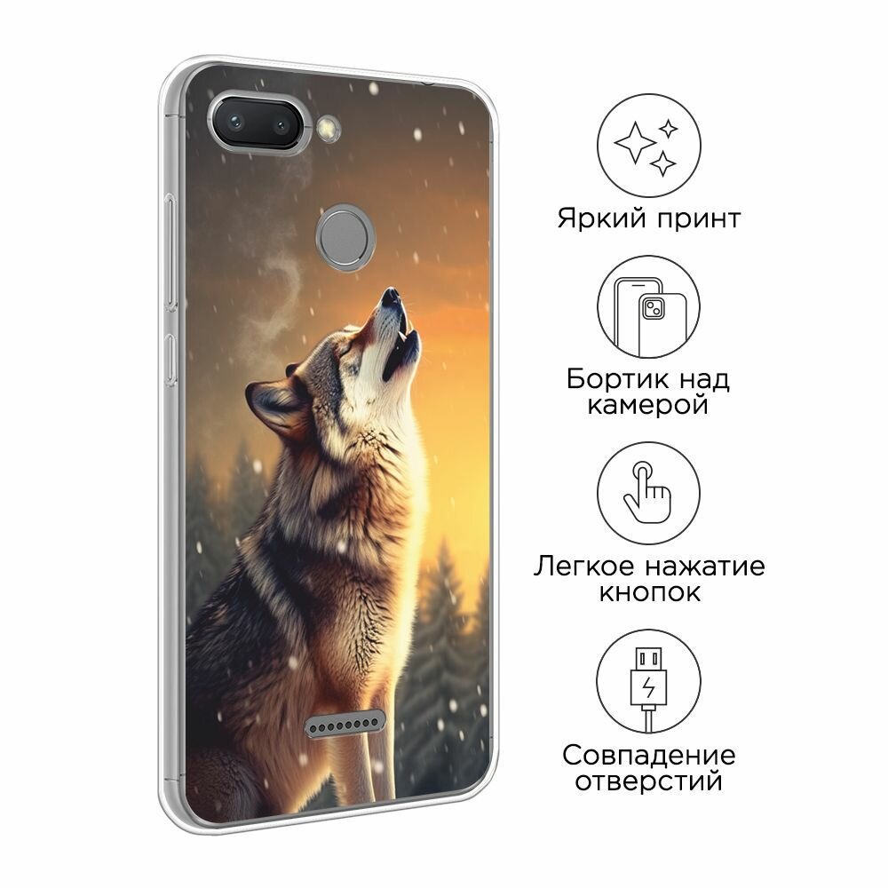 Чехол на Xiaomi Redmi 6 / Сяоми Редми 6 с принтом "Воющий волк" — фото 1