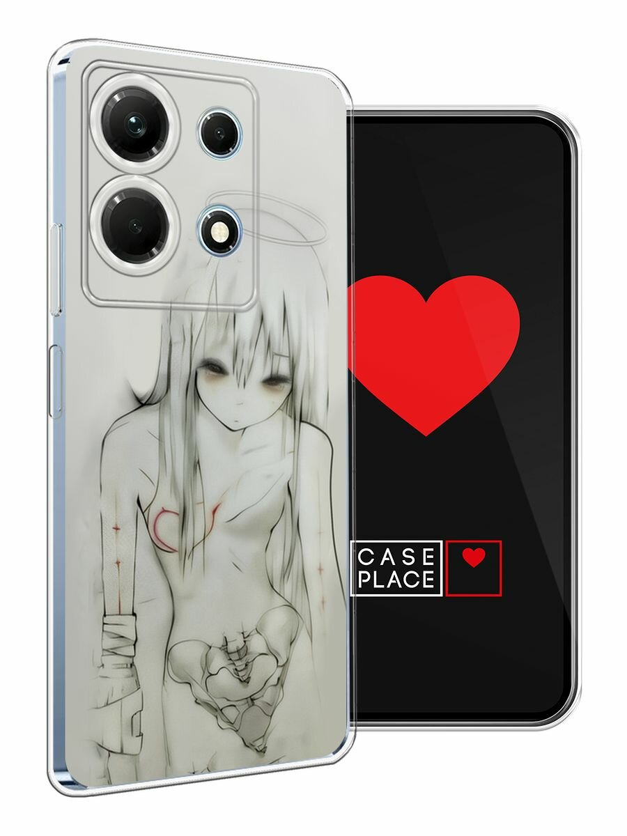 Чехол на Infinix Note 30 4G / Инфиникс Нот 30 4G с принтом "Аниме рисунок чёрно-белый" — фото 1
