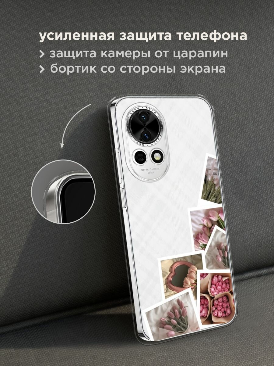 Чехол на Huawei Nova 12/Nova13 / Хуавей Нова 12/Нова 13 с принтом "Весенние фото - 8 марта", прозрачный — фото 1