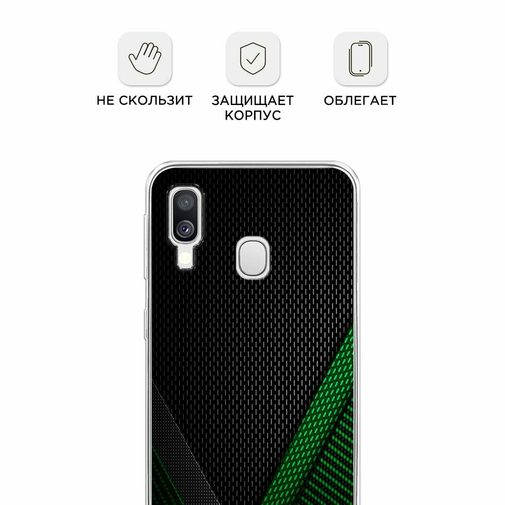 Чехол на Samsung Galaxy A40 / Самсунг Галакси А40 с принтом "Зеленый карбон" — фото 1
