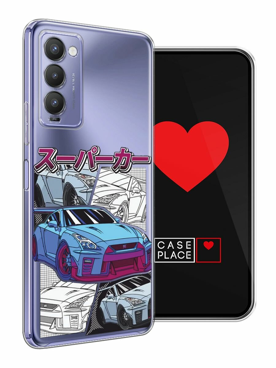 Чехол на Tecno Camon 18/18T / Текно Камон 18/18T с принтом "JDM коллаж", прозрачный — фото 1