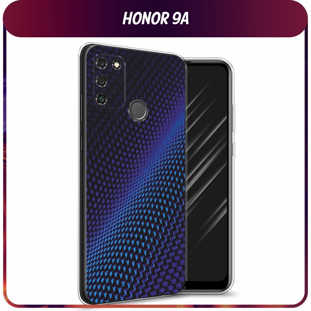 Силиконовый чехол на Honor 9A / Хонор 9А с принтом "Синий карбон"