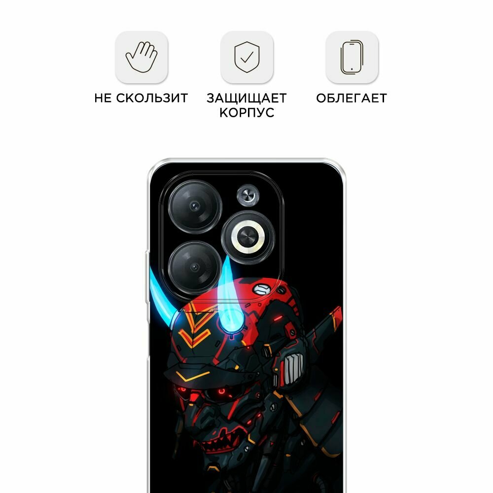 Чехол на Infinix Smart 8/8 HD/HOT 40i / Инфиникс Смарт 8/8 HD/HOT 40i с принтом "Неоновый самурай" — фото 1