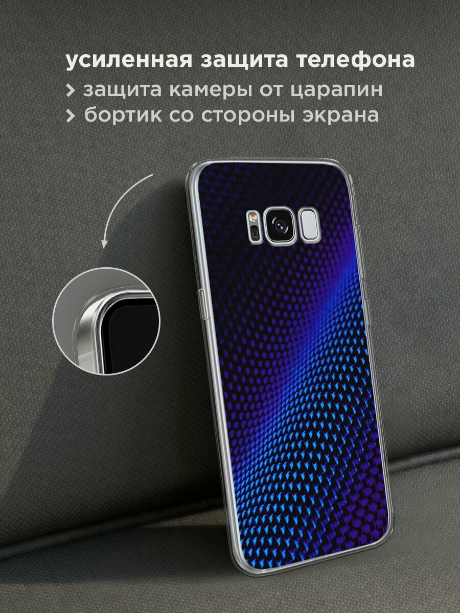 Чехол на Samsung Galaxy S8 / Самсунг Галакси С8 с принтом "Синий карбон" — фото 1