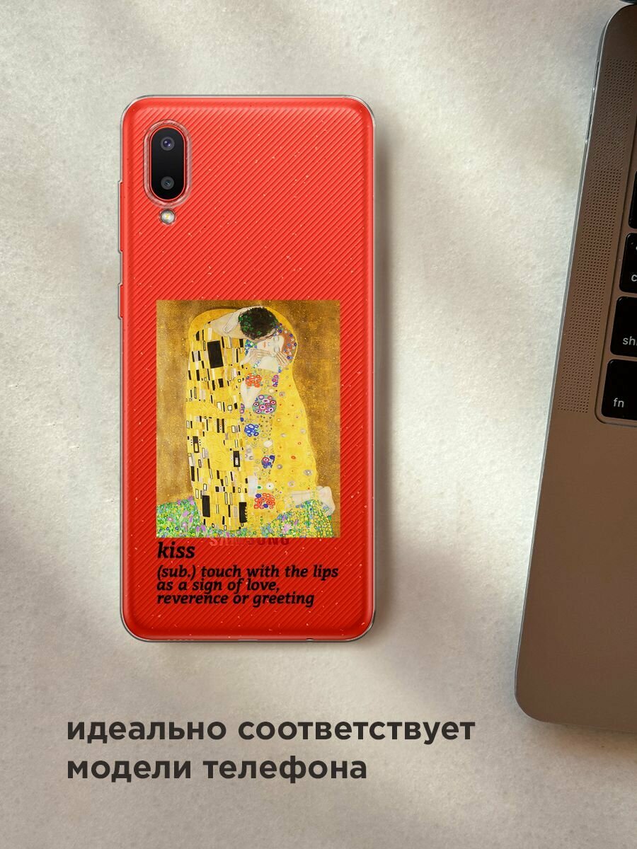 Чехол на Samsung Galaxy A02 / Самсунг Галакси А02 с принтом "The kiss", прозрачный — фото 1