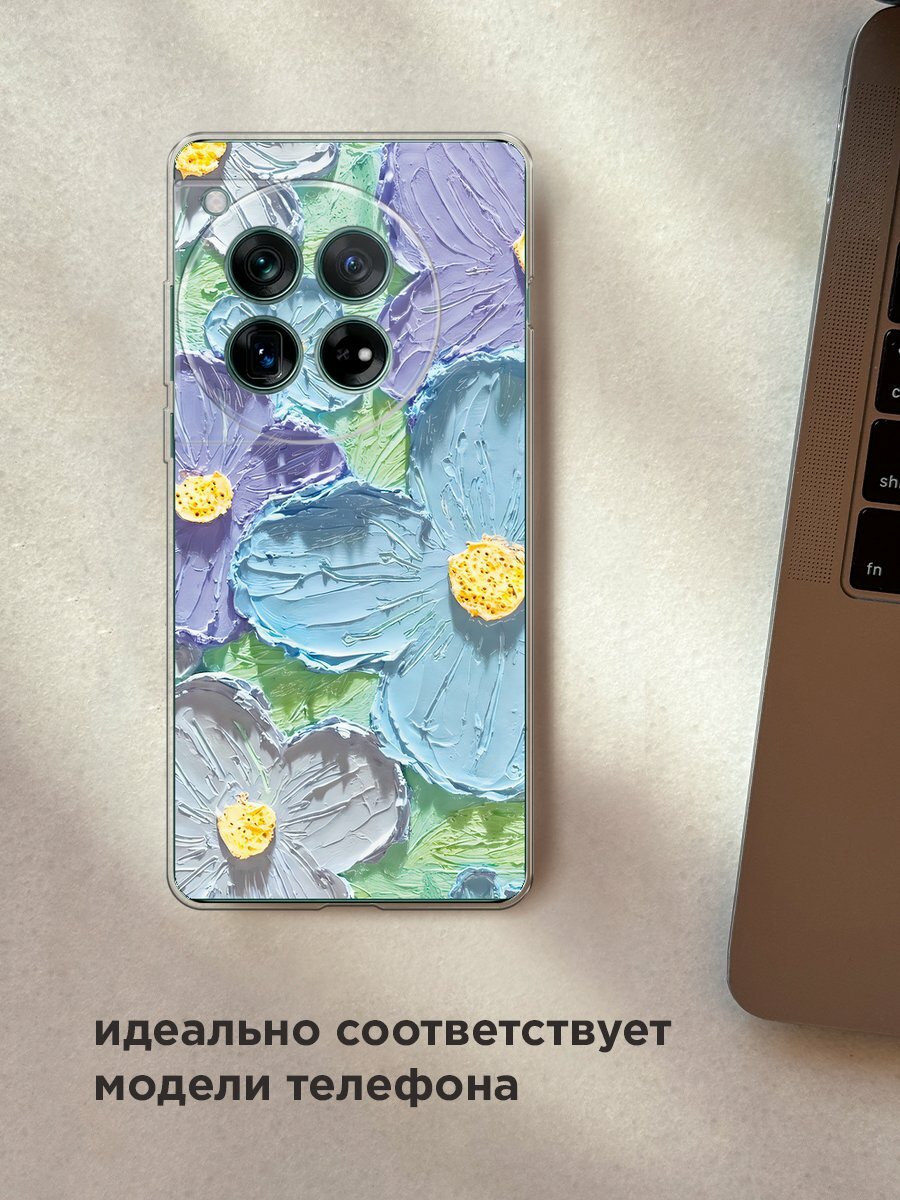 Чехол на OnePlus 12 / Ван Плас 12 с принтом "Масляные цветы 2" — фото 1