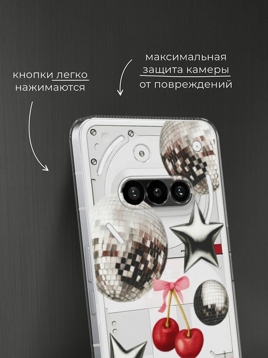Чехол на Nothing Phone 3a / Нотинг Фон 3а с принтом "Стильная подборка", прозрачный — фото 1