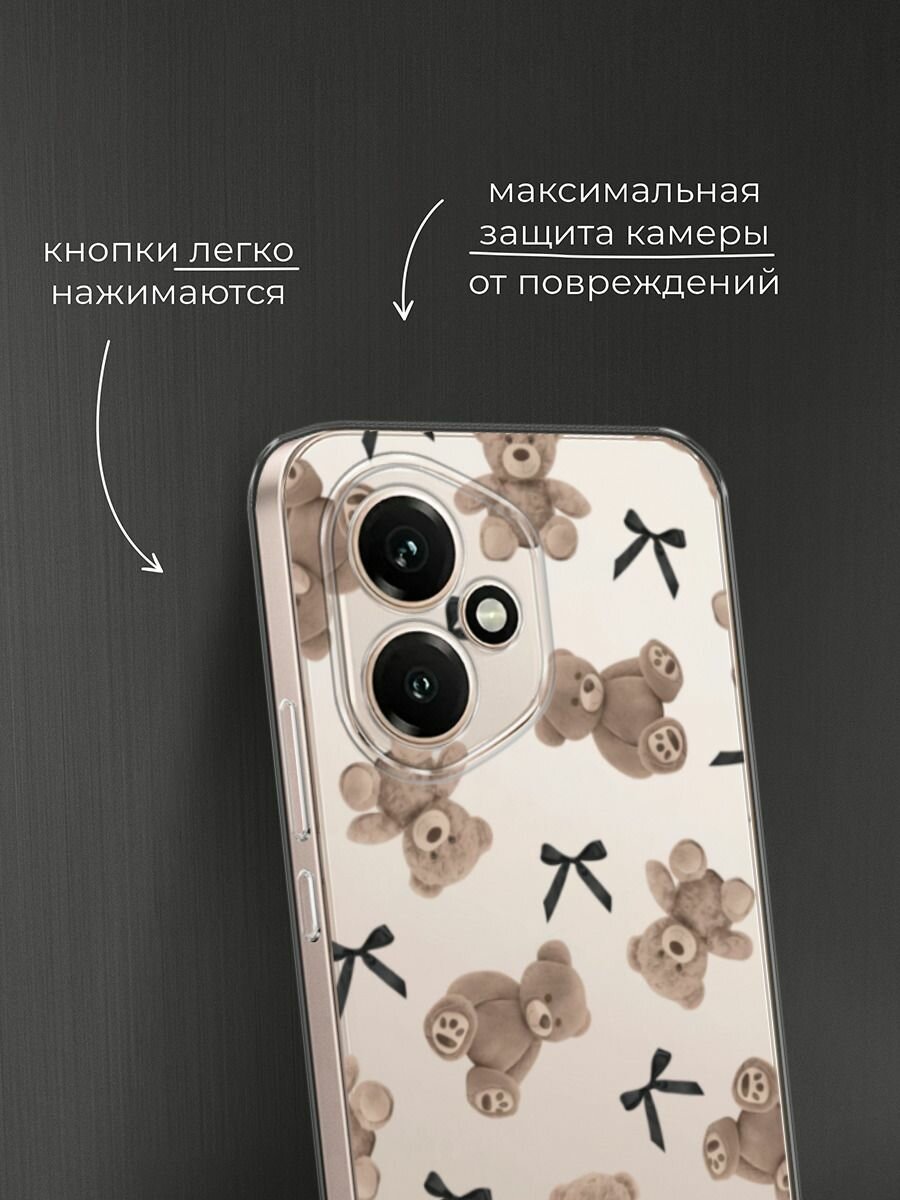 Чехол на Honor 400 / Хонор 400 с принтом "Плюшовые мишки 2", прозрачный — фото 1